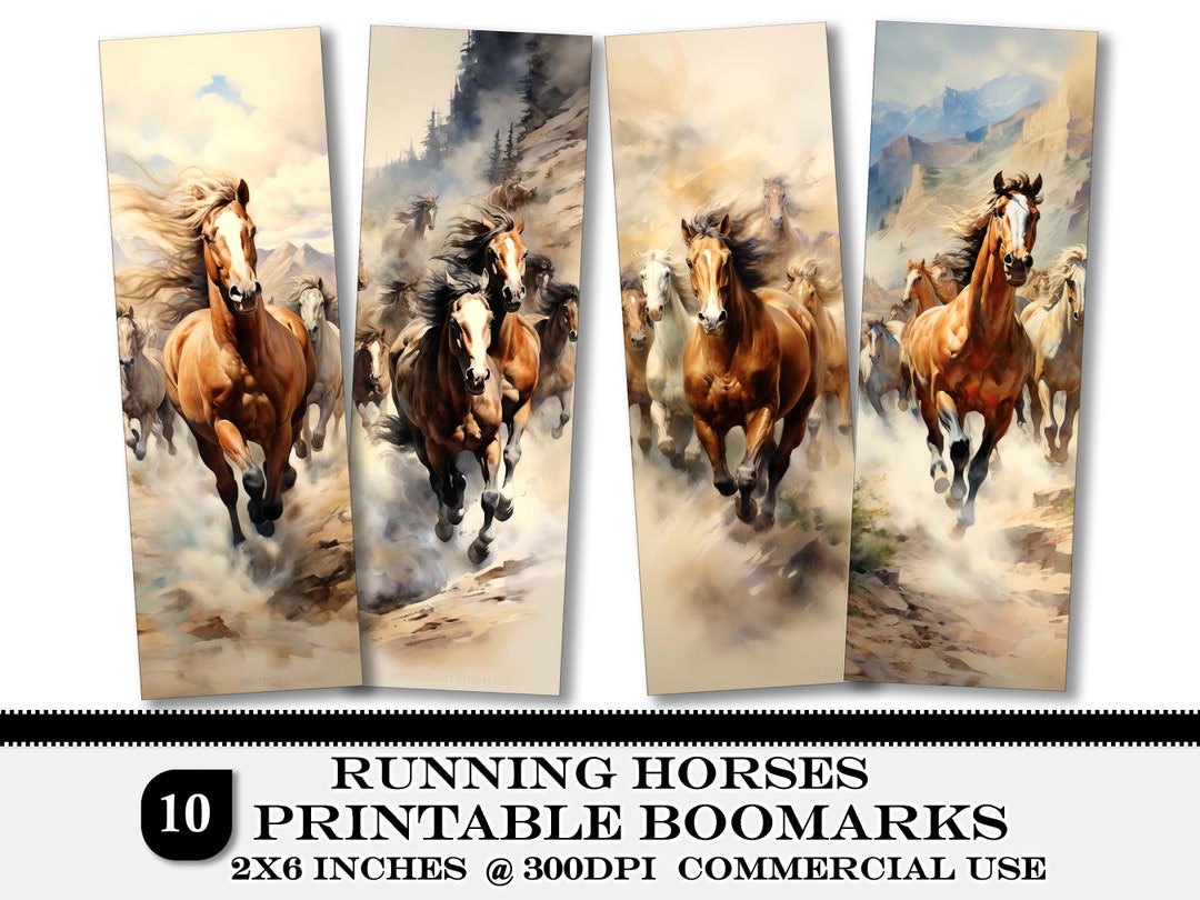 Running Horses Printable Bookmarks, Bookmark Yellowstone PNG, Native ...