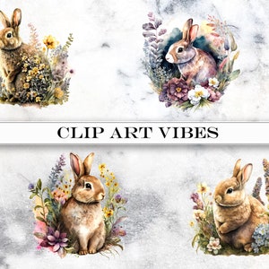 Bunny Clipart Watercolor Rabbit Clipart Bundle Easter - Etsy