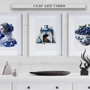 Farmhouse Clipart Delft Blue Cottage Clipart Watercolor - Etsy