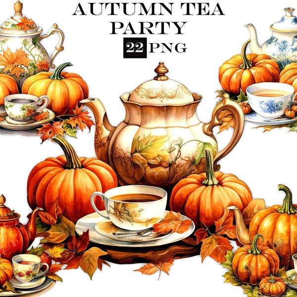 Autumn Tea Party Clipart - Etsy