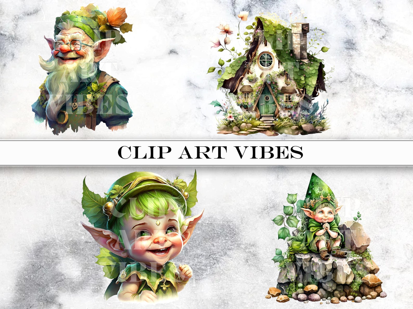 Saint Patrick Elf Clipart Bundle Watercolor Clipart Fantasy PNG Fairy ...