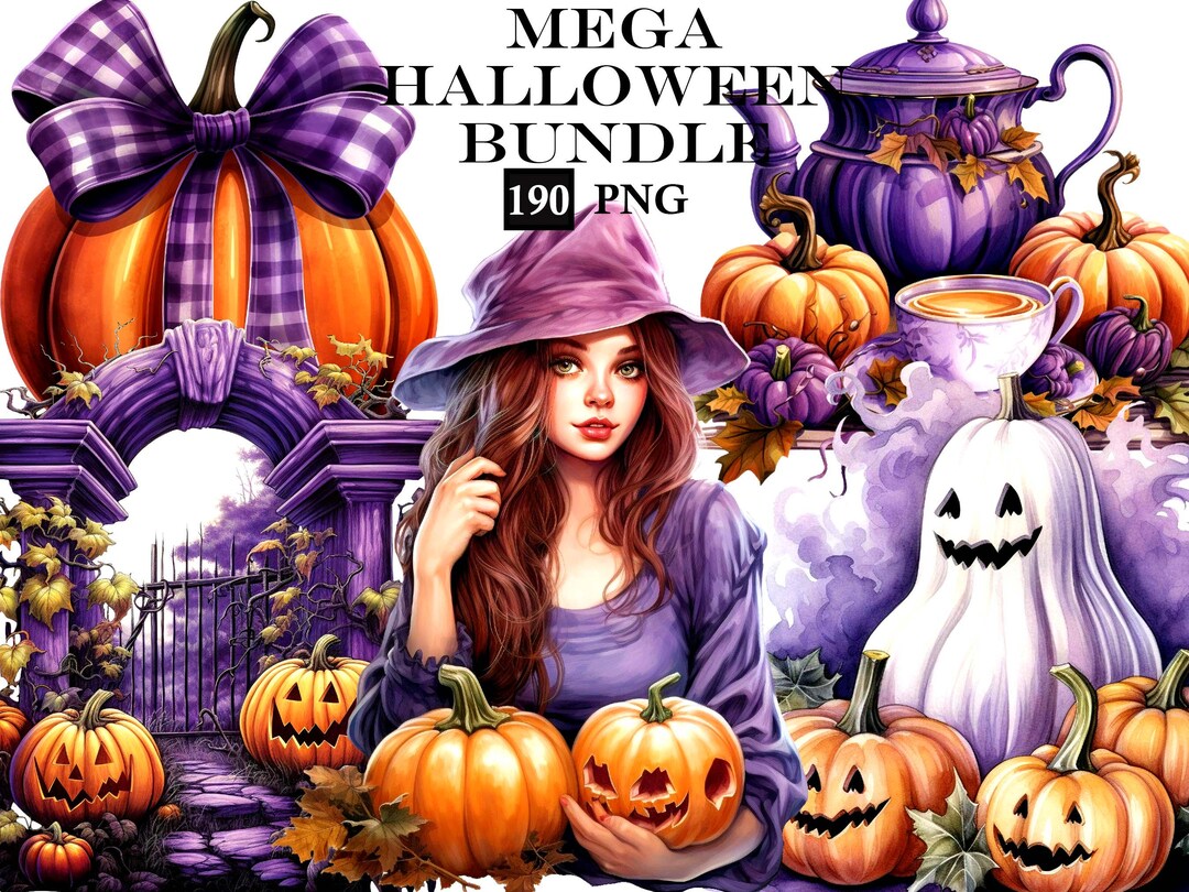 Spooky Halloween Clipart Mega Bundle: Ghosts, Pumpkins, Witches ...