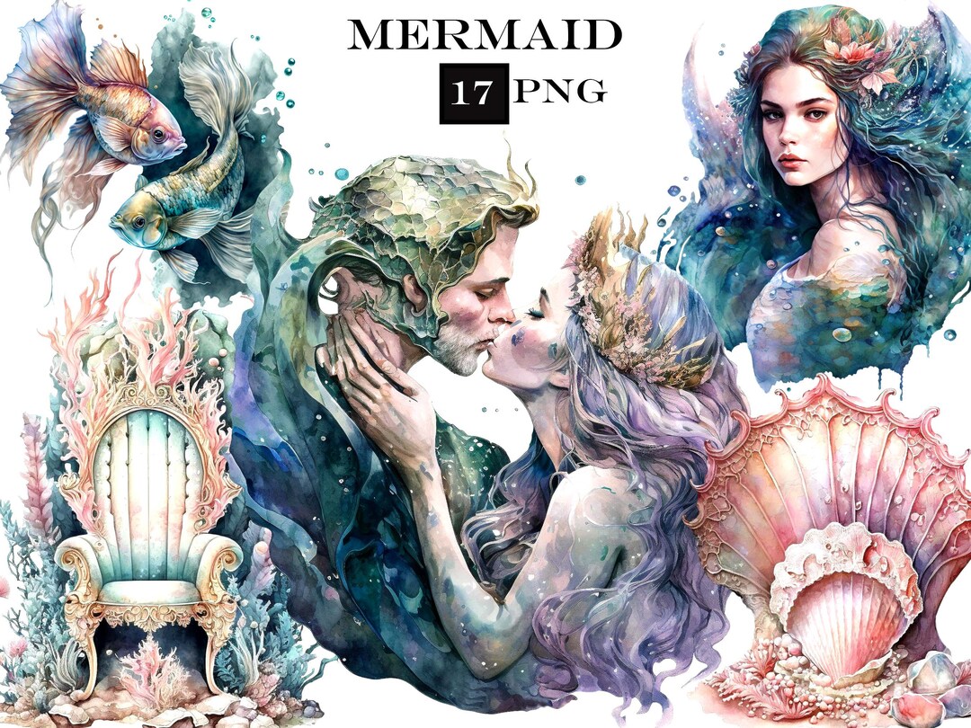 Mermaid Clipart Bundle Mermaid SVG Mermaid PNG Fantasy and - Etsy