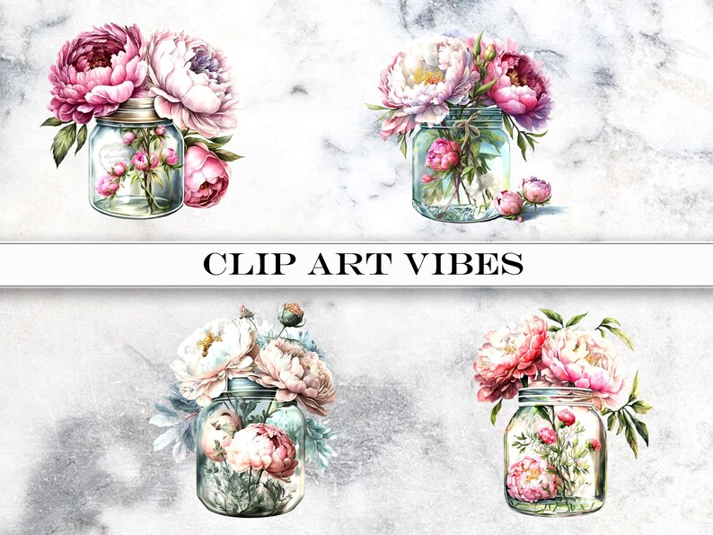 15 PNG Pink Peony Clipart Bundle Watercolor Flowers PNG - Etsy