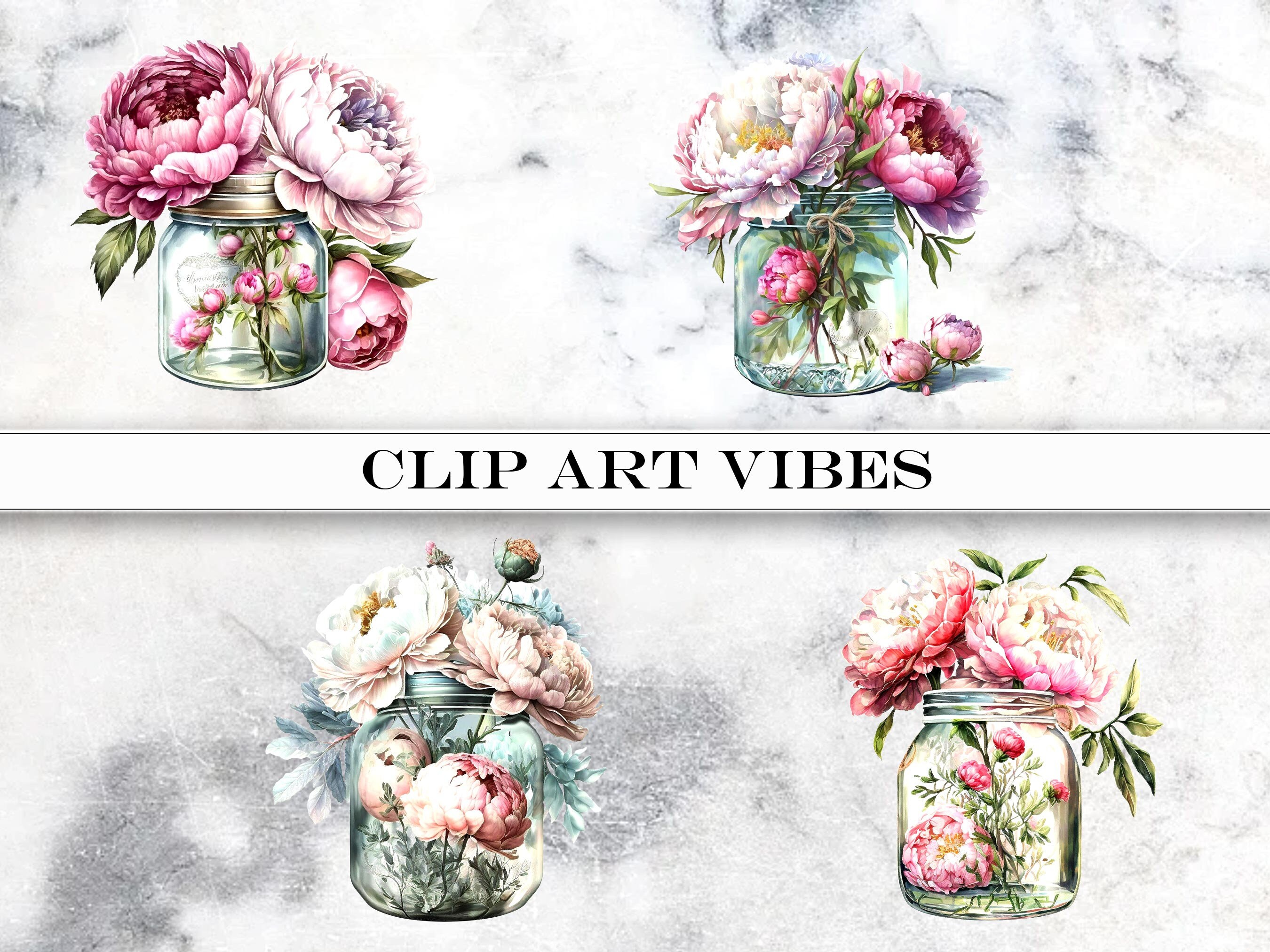 15 PNG Pink Peony Clipart Bundle Watercolor Flowers PNG - Etsy