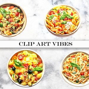 Italian Food Clipart Bundle, Pasta Clip Art PNG Files With Transparent ...