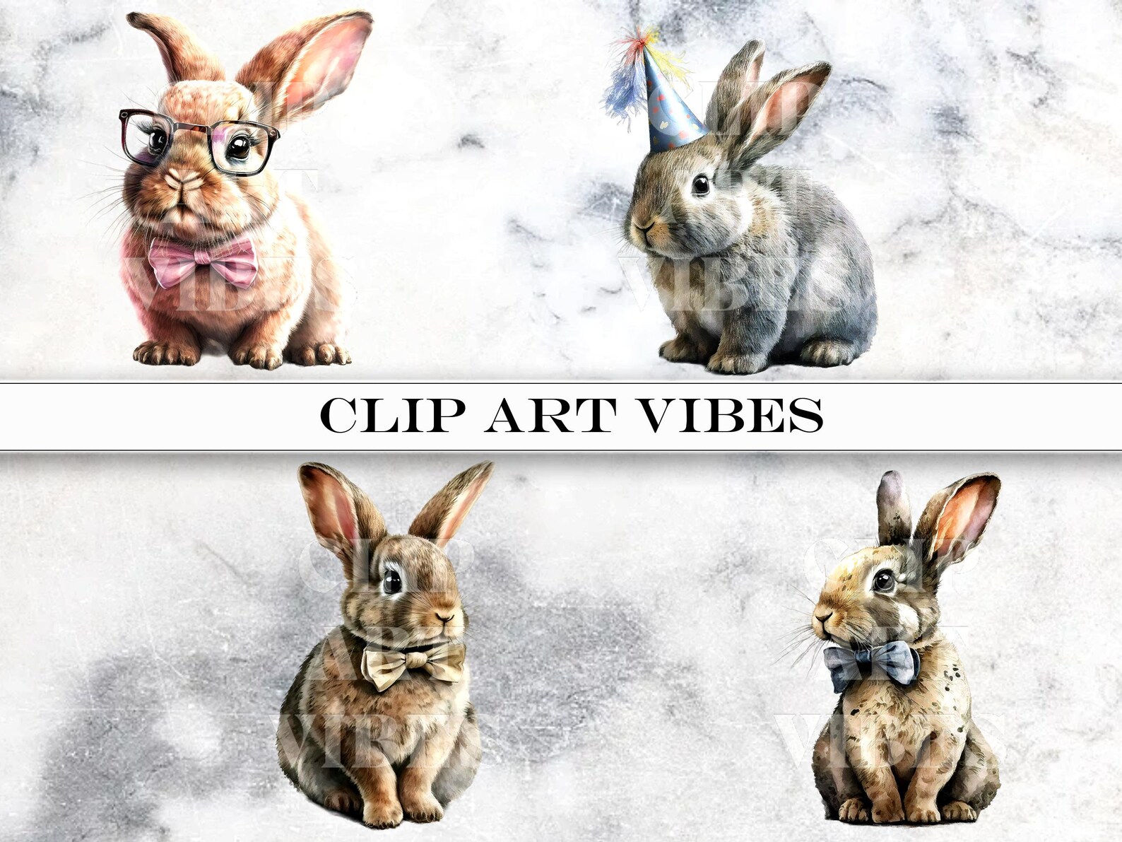 Bunny Clipart, Watercolor Rabbit Clipart Bundle, Easter Clipart, Rabbit ...