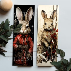 Cute Rabbit Printable Bookmarks, Digital Fantasy Bookmark Sheets ...