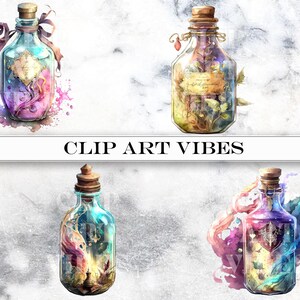 Witch Potions Clipart, Watercolor Potions PNG, Witchery Clipart Bundle ...