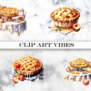 13 PNG Apple Pie Watercolor Clipart Bundle Dessert Clip Art - Etsy