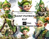 Saint Patrick Elf Clipart Bundle Watercolor Clipart Fantasy - Etsy