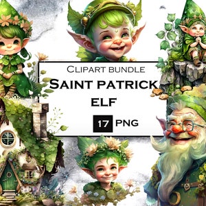 Saint Patrick Elf Clipart Bundle Watercolor Clipart Fantasy - Etsy