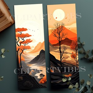 10 Landscape Printable Bookmarks, Digital Nature Bookmark Sheets, PNG ...