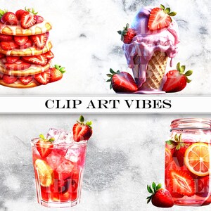 Strawberry Clipart Bundle, Summer Clip Art Bundle, Strawberry PNG Files ...