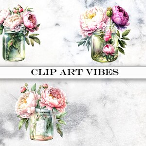 15 PNG Pink Peony Clipart Bundle Watercolor Flowers PNG - Etsy