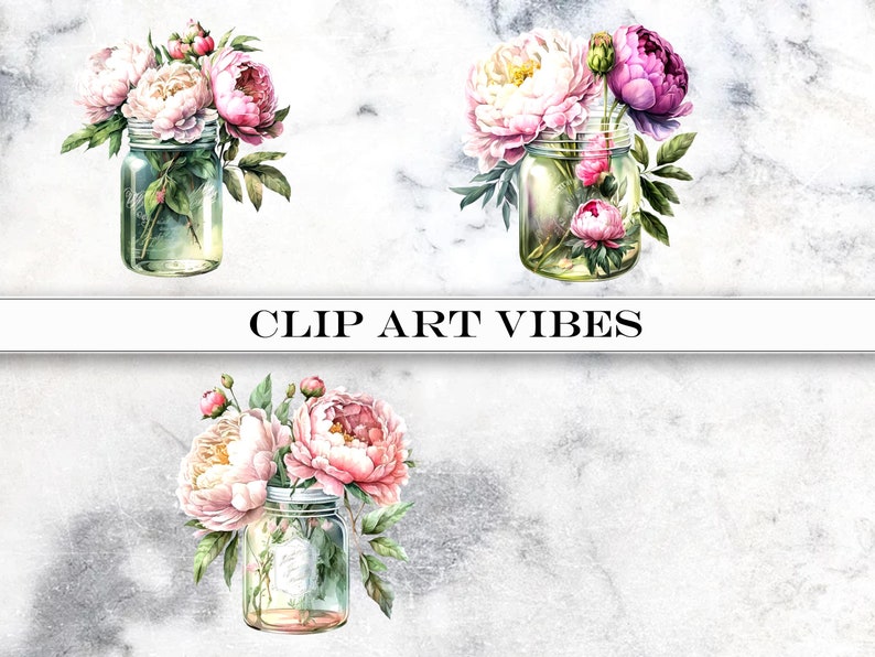 15 PNG Pink Peony Clipart Bundle Watercolor Flowers PNG - Etsy