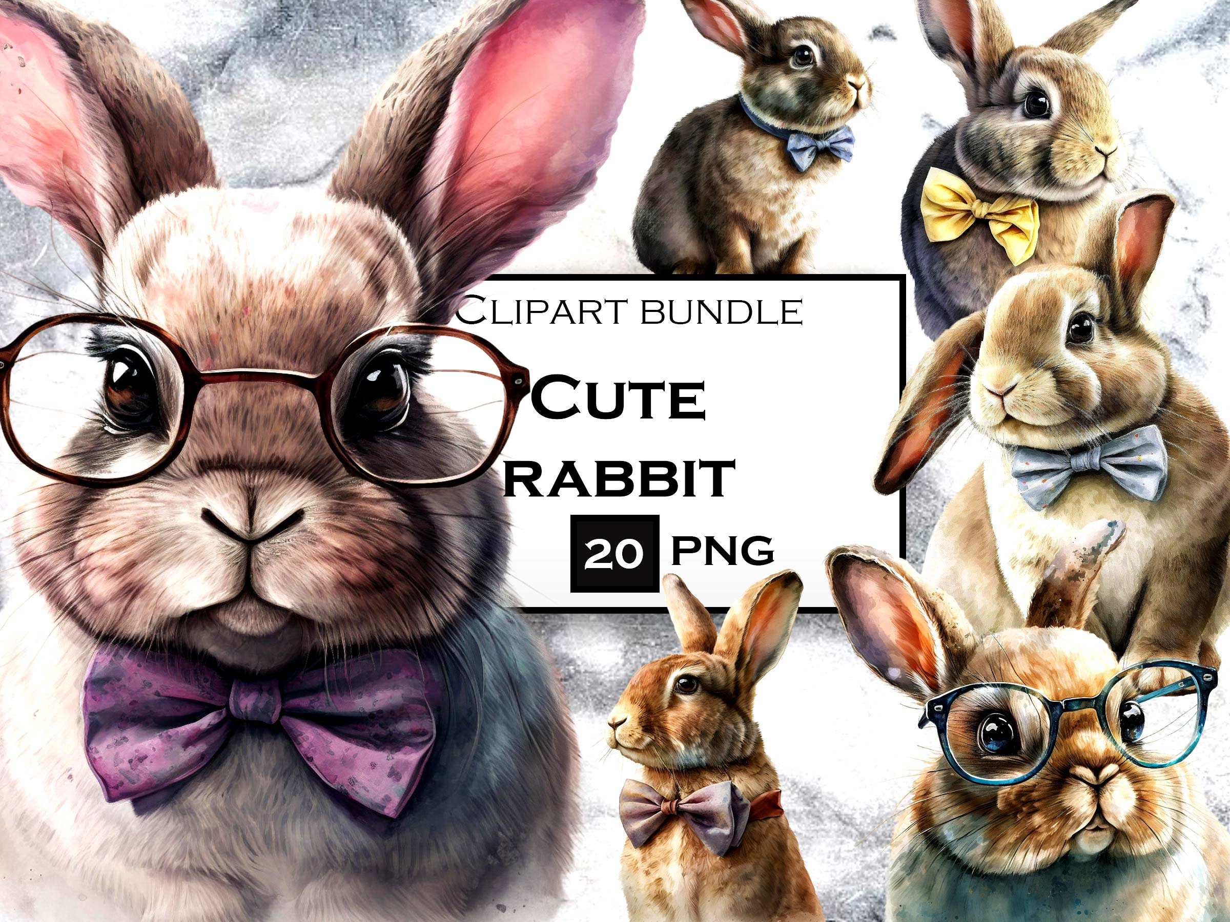 Bunny Clipart, Watercolor Rabbit Clipart Bundle, Easter Clipart, Rabbit ...