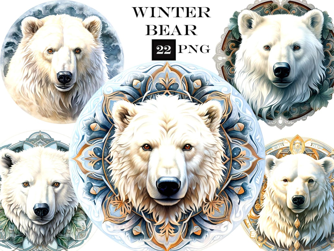 22 PNG Polar Bear Clipart Bundle, Watercolor Bear PNG, White Bear PNG ...