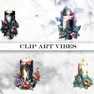Gothic Candle Clipart Gothic Floral Candle Clipart Bundle - Etsy