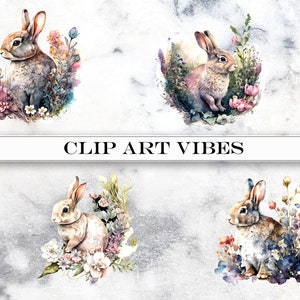 Bunny Clipart Watercolor Rabbit Clipart Bundle Easter - Etsy