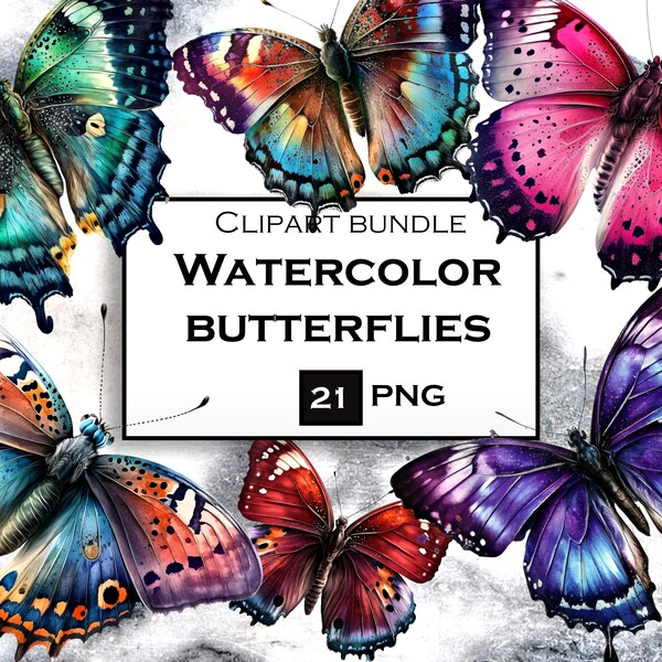 Pink Watercolor Butterflies Clipart - Etsy