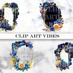 Royal Blue Roses Clipart, Watercolor Floral Frame, Frames Clipart ...