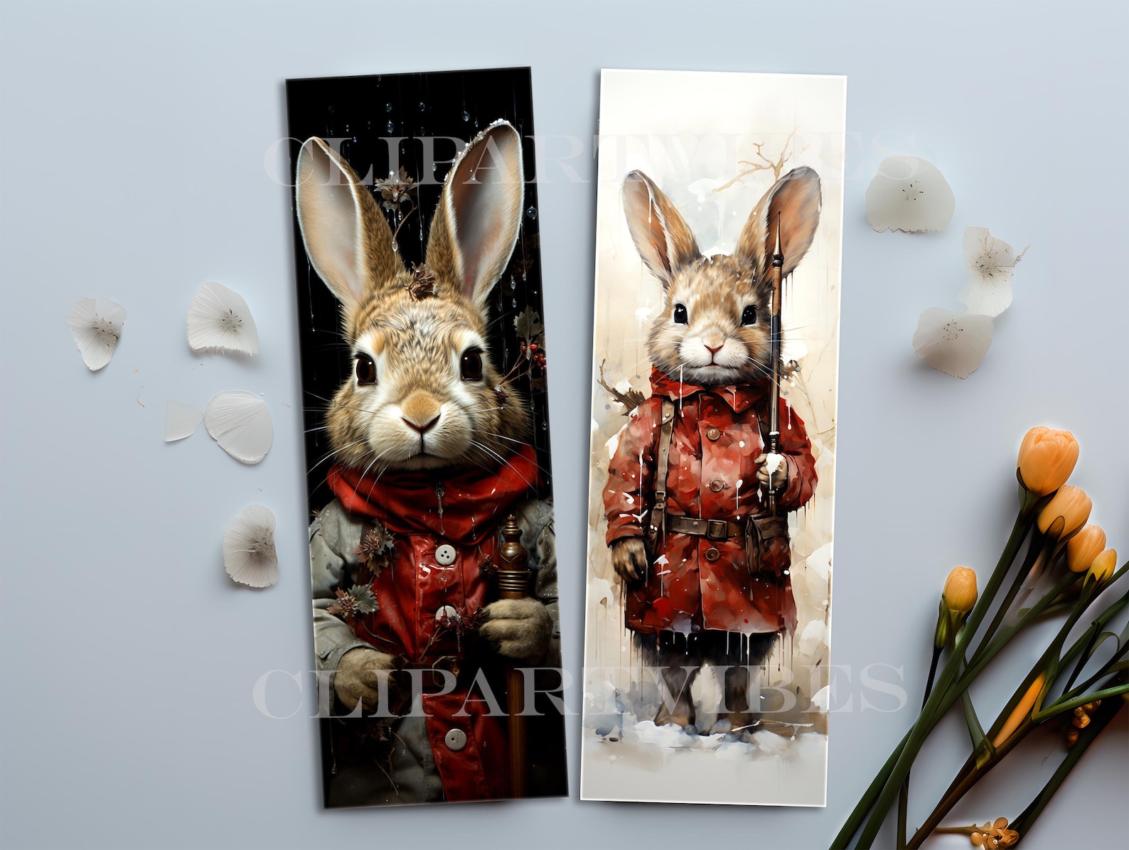 Cute Rabbit Printable Bookmarks, Digital Fantasy Bookmark Sheets ...