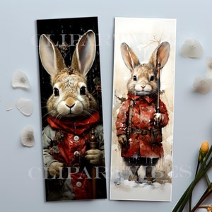 Cute Rabbit Printable Bookmarks, Digital Fantasy Bookmark Sheets ...