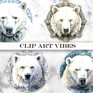 22 PNG Polar Bear Clipart Bundle, Watercolor Bear PNG, White Bear PNG ...