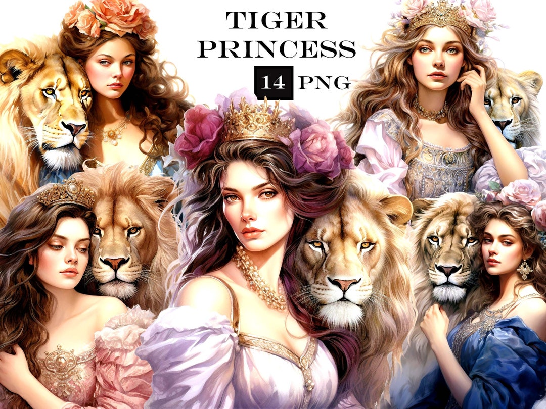 14 PNG Princess con Tiger Clipart Bundle Jungle Tiger PNG - Etsy España