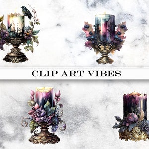 Gothic Candle Clipart Gothic Floral Candle Clipart Bundle - Etsy