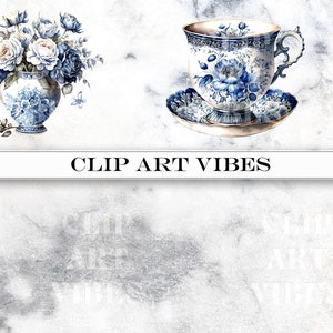 Farmhouse Clipart, Delft Blue Cottage Clipart, Watercolor Farmhouse ...