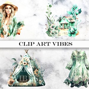 19 PNG Boho Clipart Bundle, Summer Clip Art PNG Bundle, Summer Clipart ...