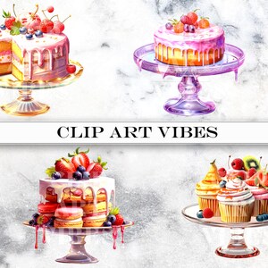 16 PNG Bakery Clipart Bundle, Dessert Clip Art PNG Bundle, Cake Clipart ...