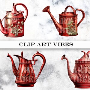 13 PNG Garden Clipart Bundle, Watercolor Watering Can PNG Clip Art ...