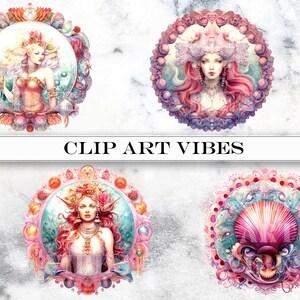 35 PNG Mermaid Clipart Bundle, Mermaid SVG, Underwater Clip Art PNG ...