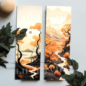 10 Landscape Printable Bookmarks, Digital Nature Bookmark Sheets, PNG ...
