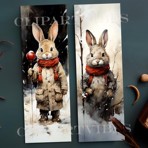 Cute Rabbit Printable Bookmarks, Digital Fantasy Bookmark Sheets ...