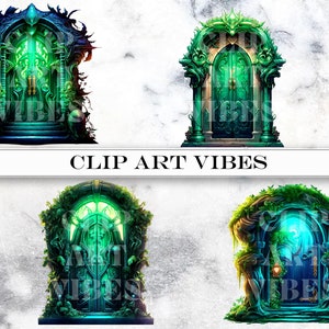 Fairy Door Clipart Bundle, Fantasy Watercolor Clip Art PNG Bundle With ...