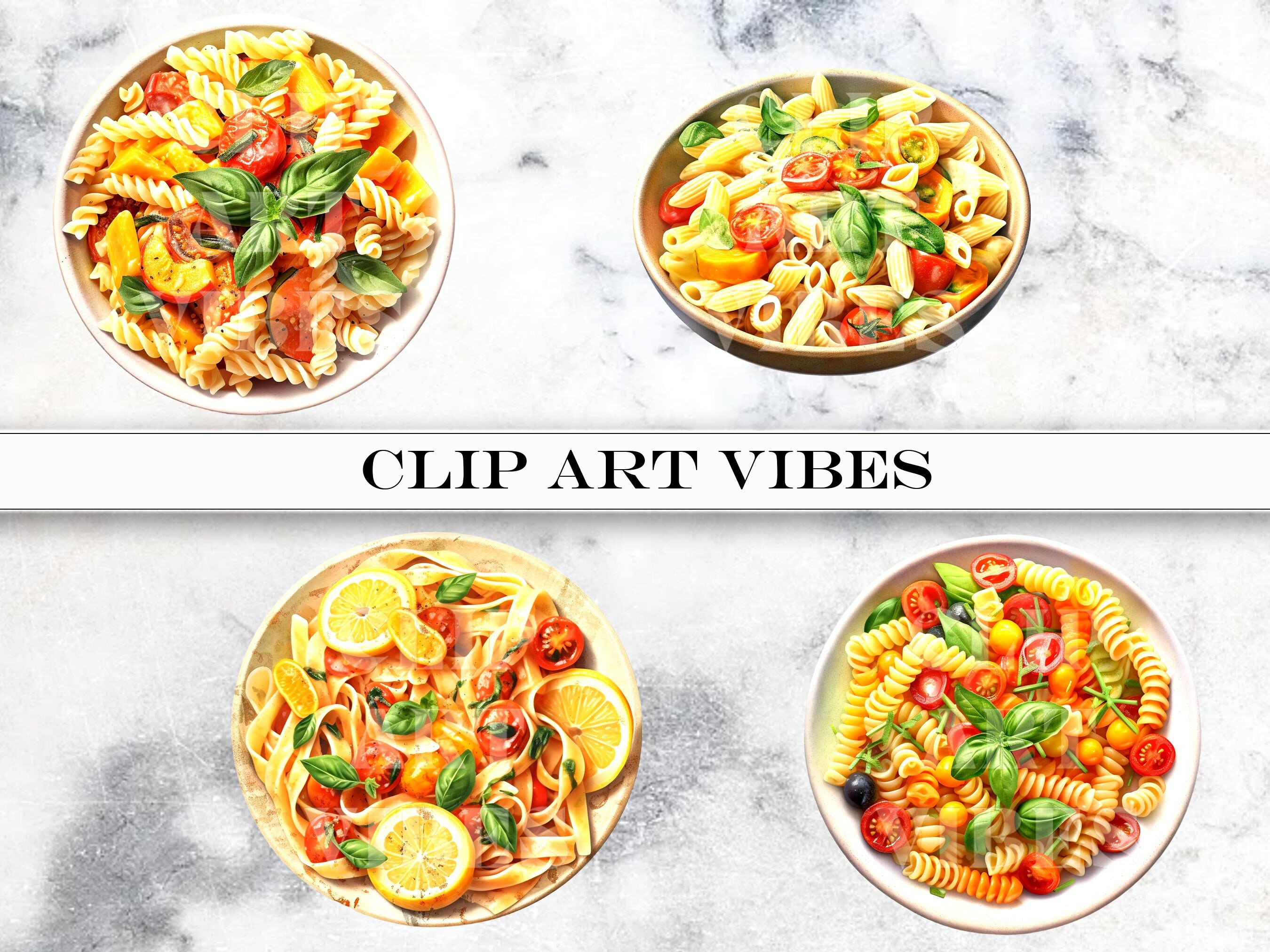 Italian Food Clipart Bundle, Pasta Clip Art PNG Files With Transparent ...