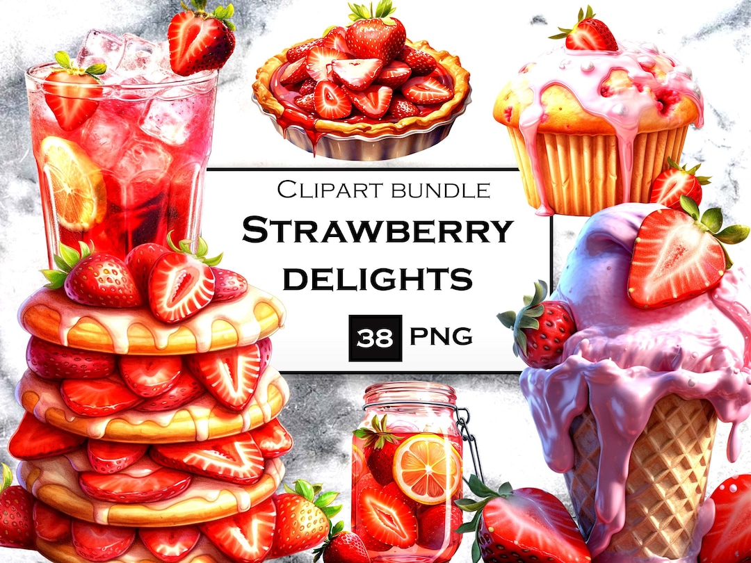 Strawberry Clipart Bundle Summer Clip Art Bundle Strawberry - Etsy