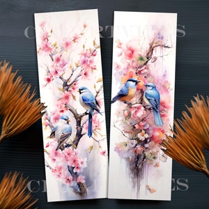 Birds Printable Bookmarks, Cute Bookmark Set, Floral Bookmarks PNG ...
