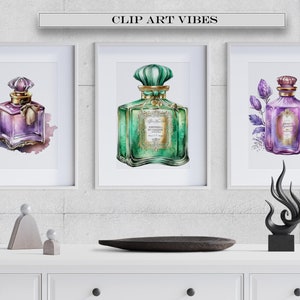 Perfume Bottles Clip Art, Watercolor Perfume Clip Art Bundle, Pastel ...