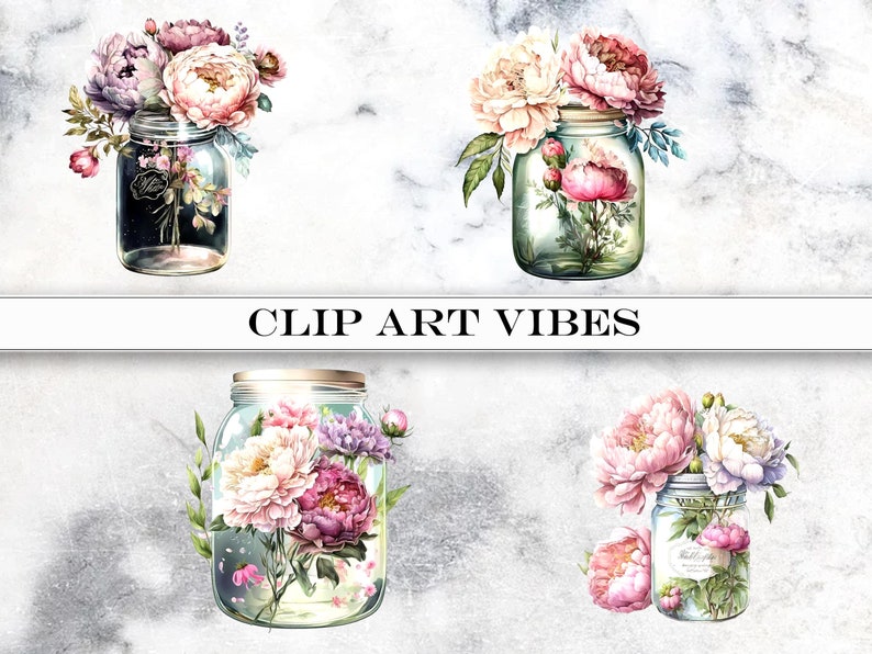 15 PNG Pink Peony Clipart Bundle Watercolor Flowers PNG - Etsy