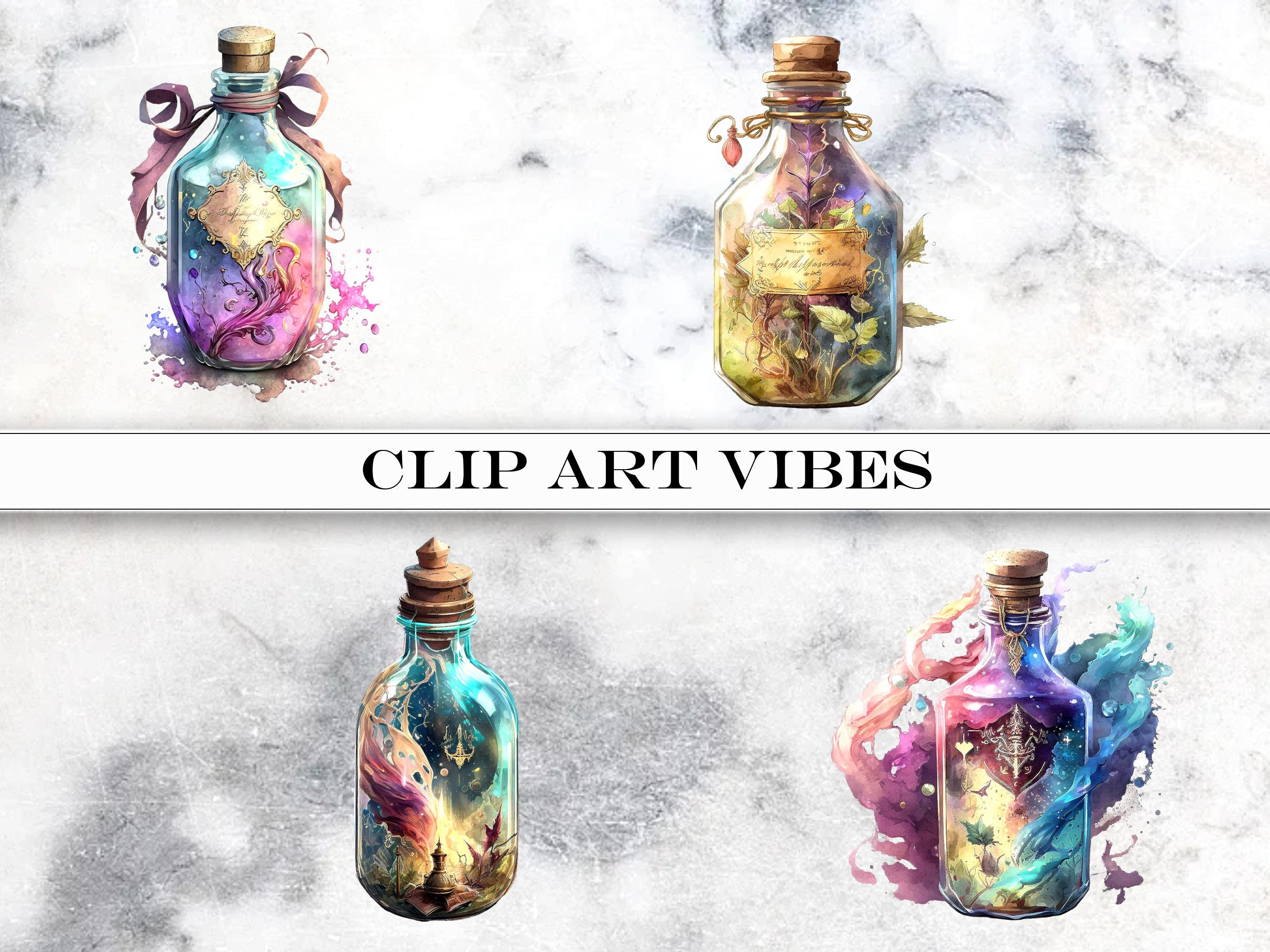 Witch Potions Clipart Watercolor Potions PNG Witchery - Etsy