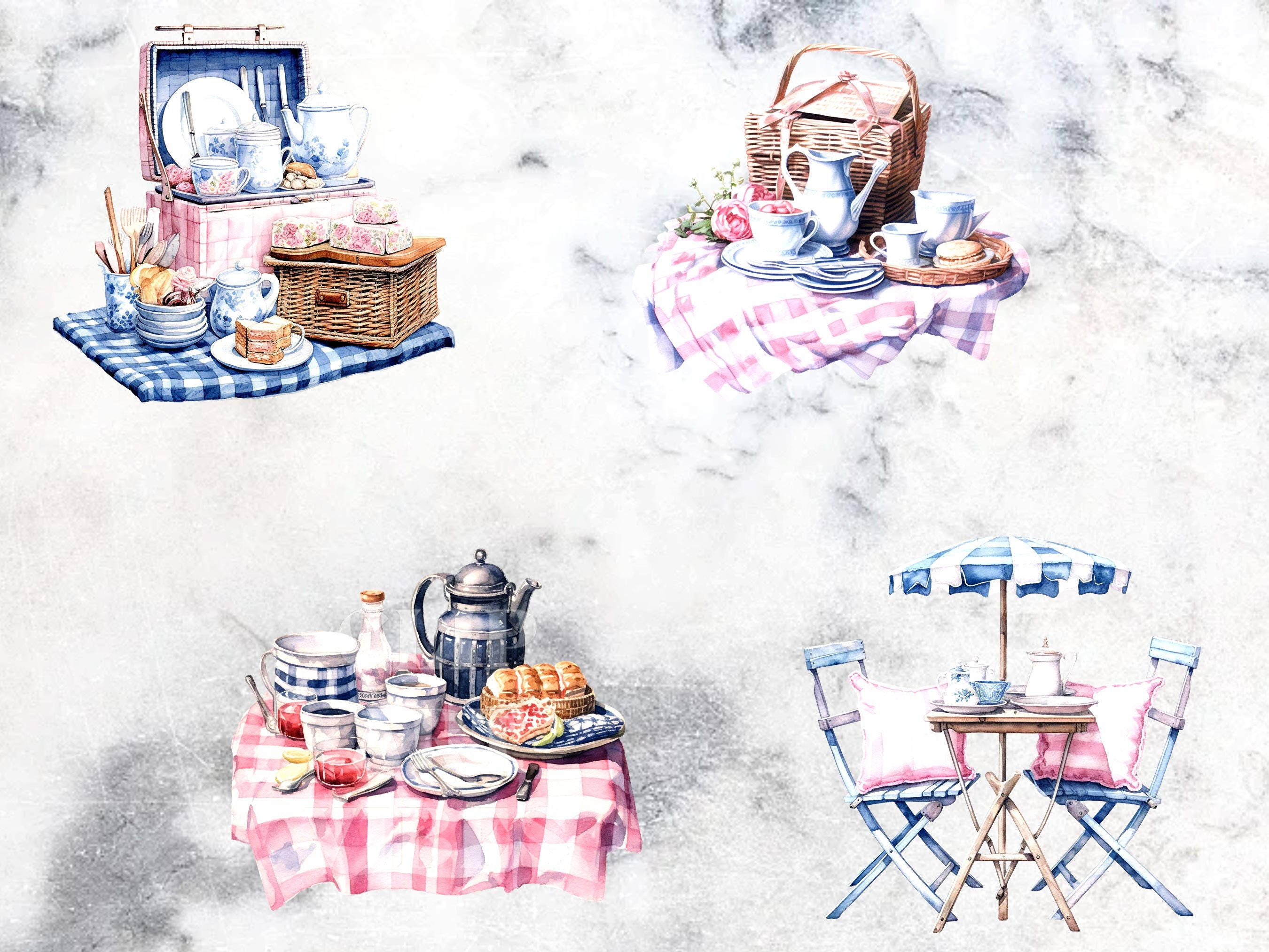 21 PNG Picnic Clipart Bundle, Farmhouse Clip Art PNG Bundle, Summer ...