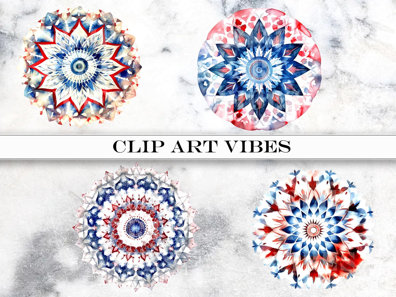 American Mandala Clipart Bundle, Patriotic Clipart PNG, 4th of July ...