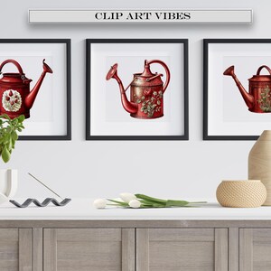 13 PNG Garden Clipart Bundle, Watercolor Watering Can PNG Clip Art ...