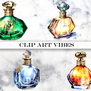 23 PNG Perfume Bottle Clip Art Bundle, Watercolor Perfume Clip Art PNG ...