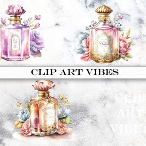 Perfume Bottles Clip Art, Watercolor Perfume Clip Art Bundle, Pastel ...